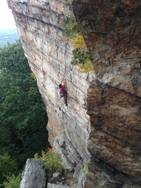 Starting the overhanging section off the ledge. - September 2013