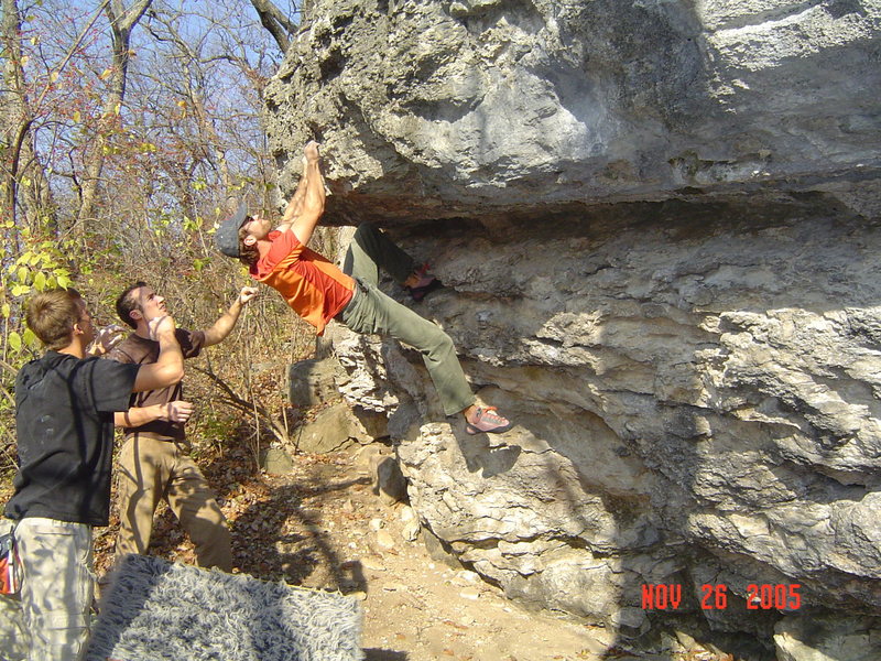 Climbing in Lake of the Woods Boulder, WM: Swope & Blue River Limestone