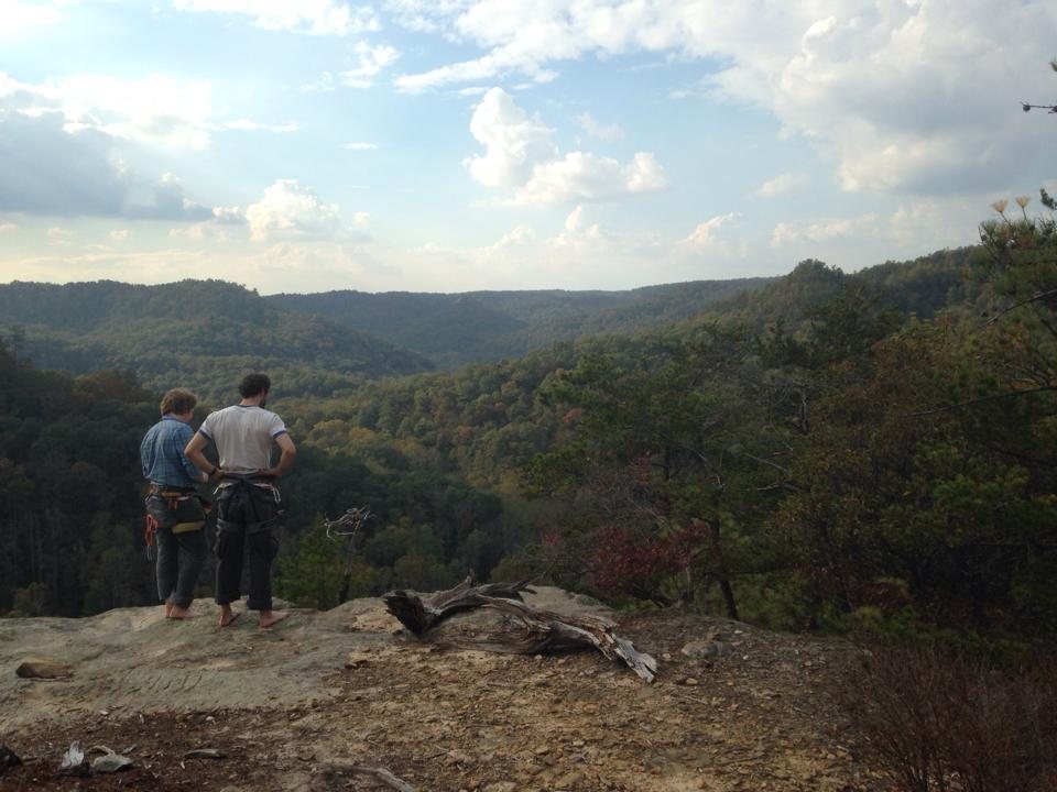 Aaron and Cameron taking in the view of the Caver's top out