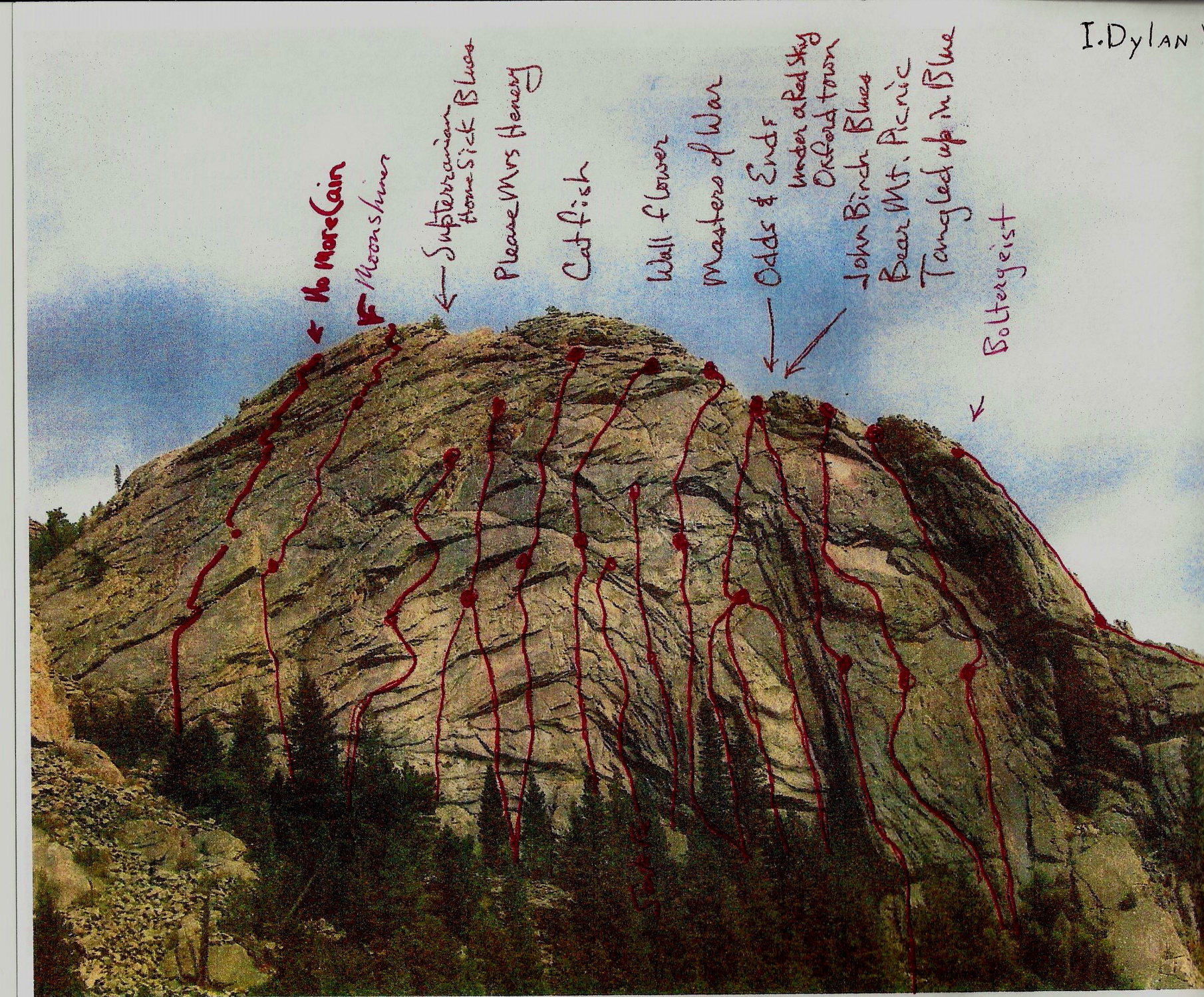 Here is our original route photo of the Dylan Wall.