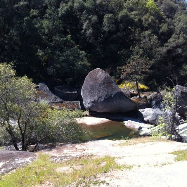 The big dome shaped boulder with two 5.11 routes (?) according to Bay ...