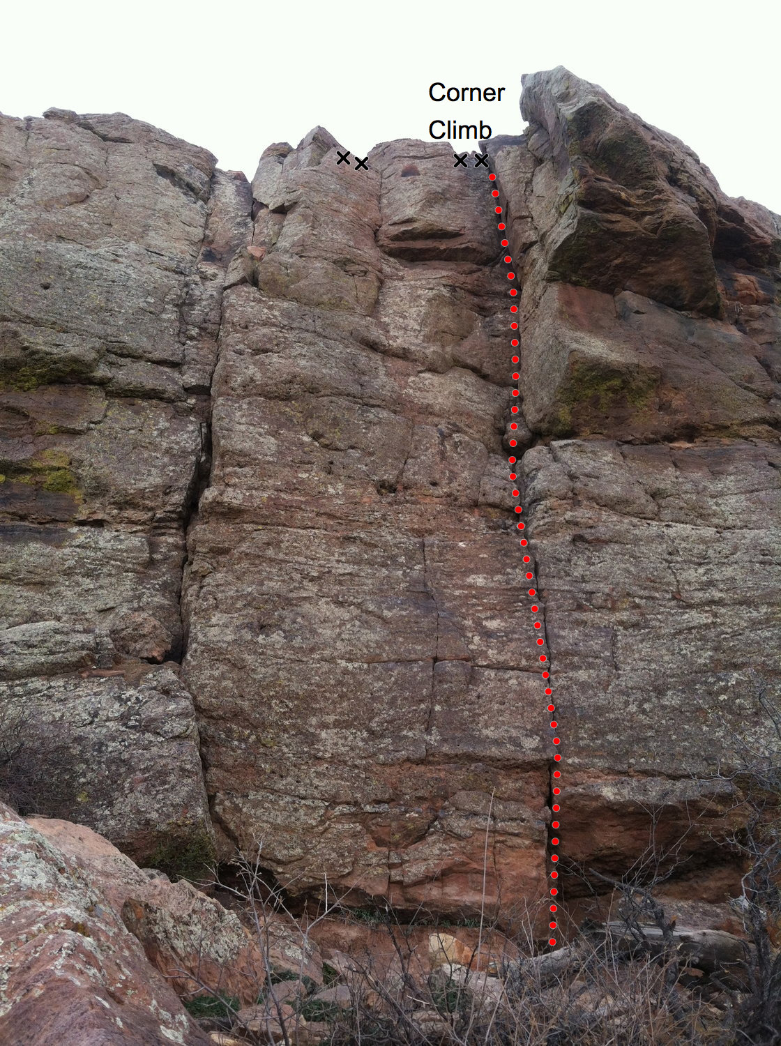 Corner Climb & adjacent routes.