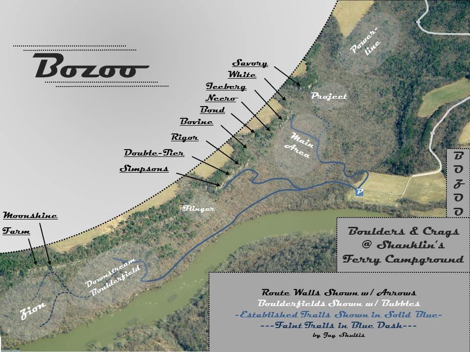 Bozoo Topo which shows the general locations of both the route and ...