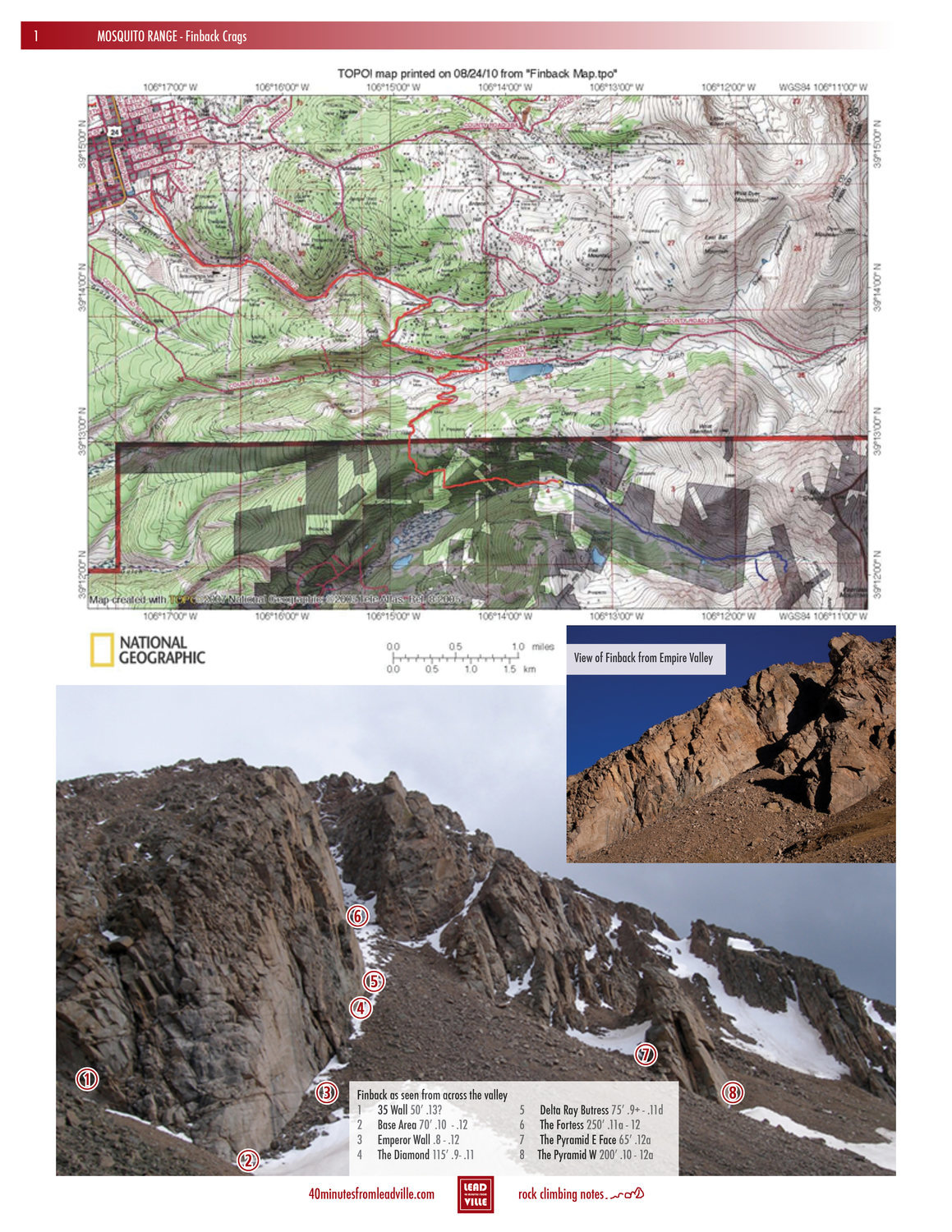 Topo map for driving and overview of crags.