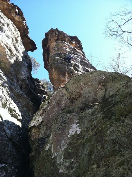 Rock Climbing in Devils Stand Table, Giant City State Park