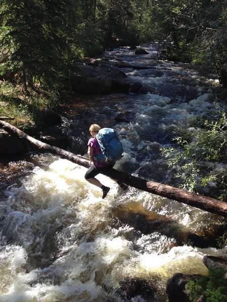 The log crossing just up stream from the old campground.