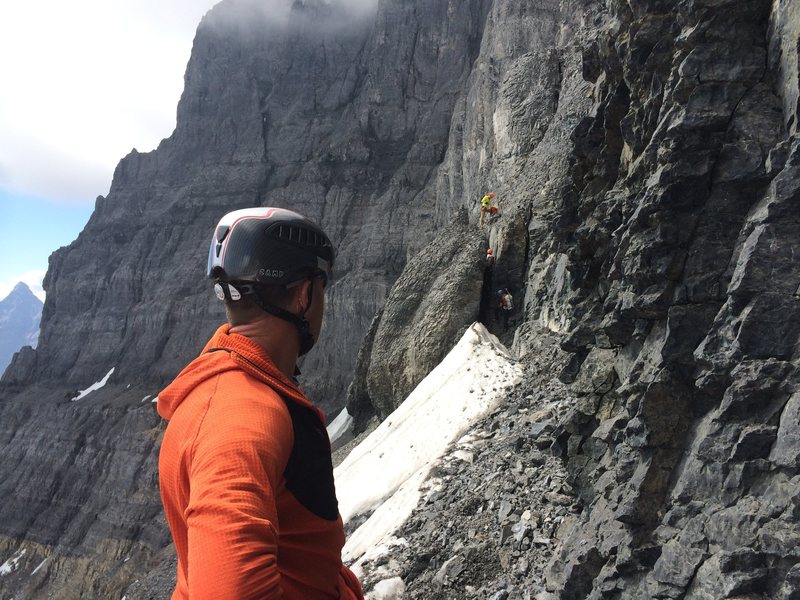 Scott checking out the start of the Black Towers, Mt. Temple.