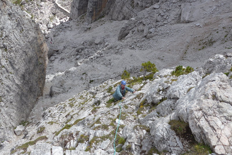 Looking down the Normal Route; broken terrain that is mostly a 4th ...