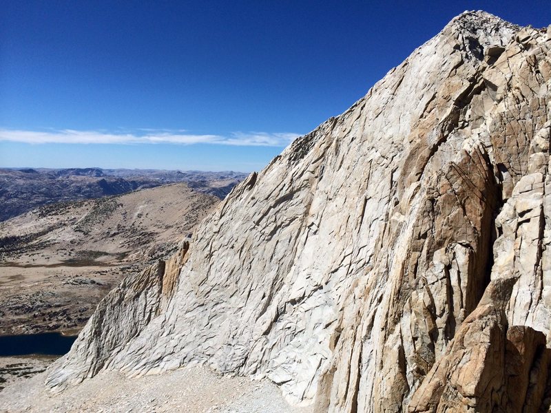 The steep SW Face and mellow West Ridge of Mt Conness as seen from the ...