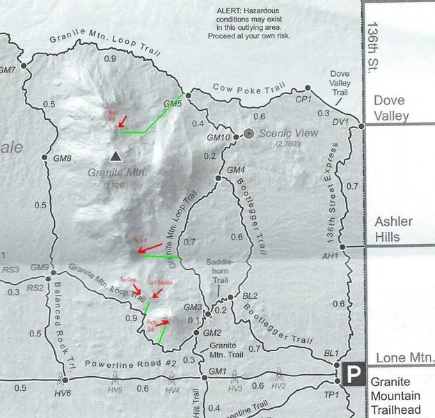 Trail map to crags