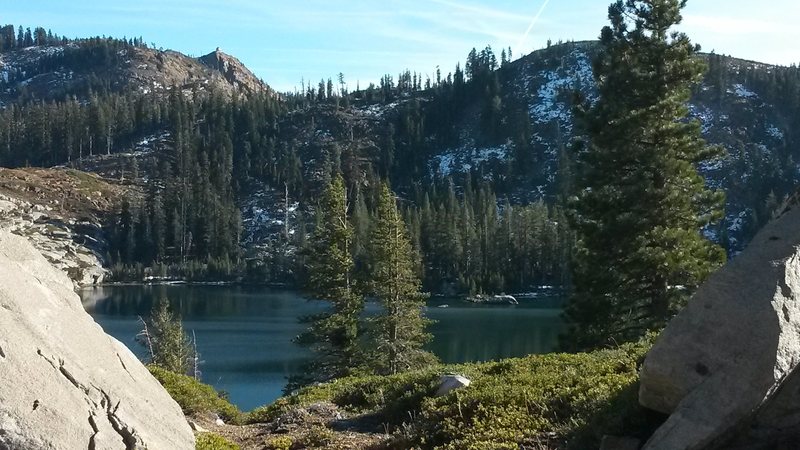 Climbing in The Lookout Boulder, Lake Tahoe