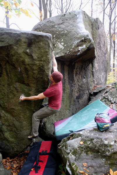 Climbing in Smiley Boulder, South Central PA