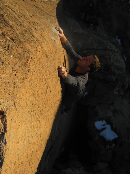 Climbing in Big Slab Boulder, Sierra Eastside