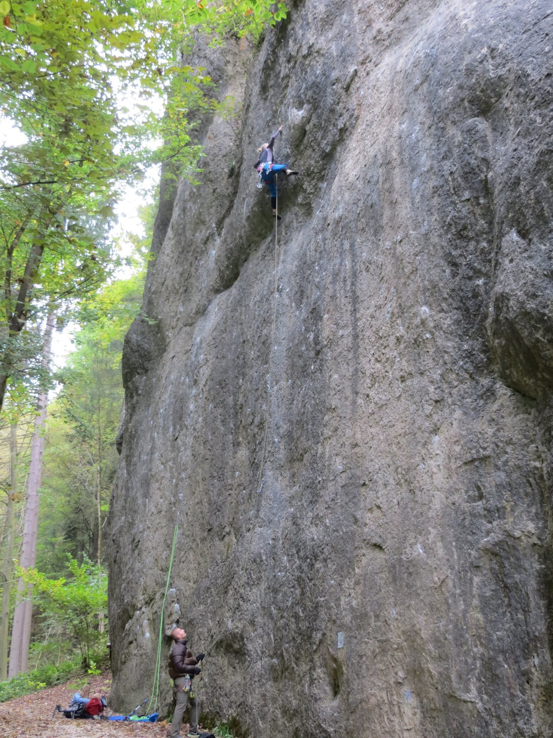 New Dimensions climbs the line immediately right of the climber.