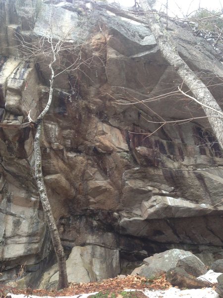 Climbing in The Cathedral Cave, *Cathedral Ledge