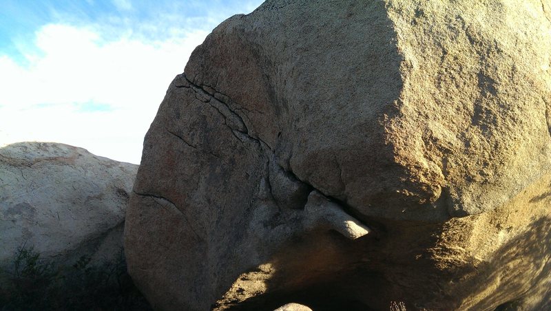 Climbing in Meat Crack boulder, San Diego County