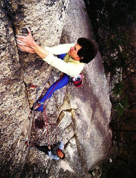 Neil Cannon belayed by Alison Osius on The Prow (5.11d), Cathedral ...