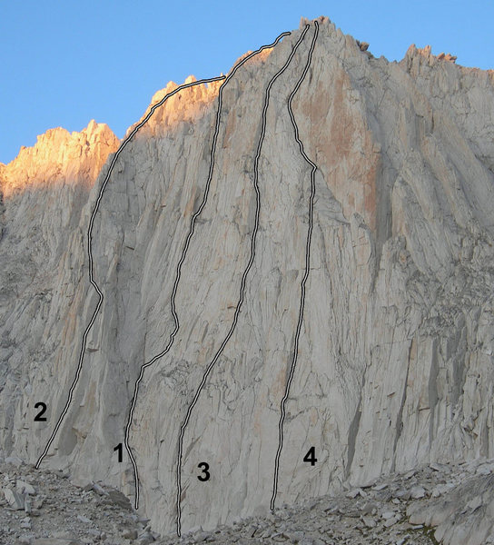 Ruby Wall of Ruby Peak: (1) East Corner (LeMay-Carmona, 2009). (2) East ...