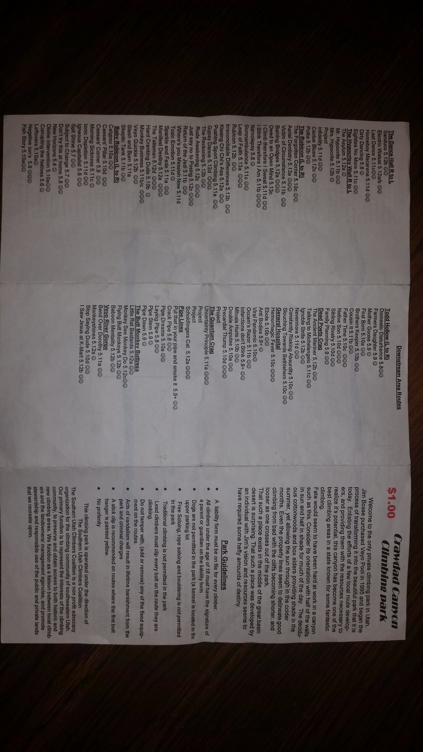 Back side of map/pamphlet of Crawdad. The corresponding areas are shown ...