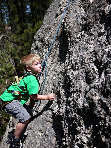 Caleb crushing his first outdoor rope climb