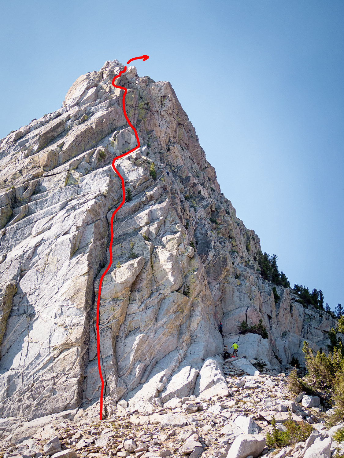 5.8 variation to the North Arete. Climbers can be seen on the standard ...