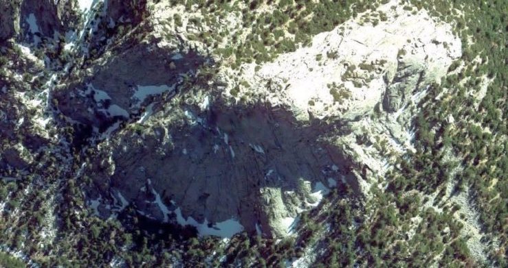 The view from above courtesty of Google Earth, Tahquitz Rock