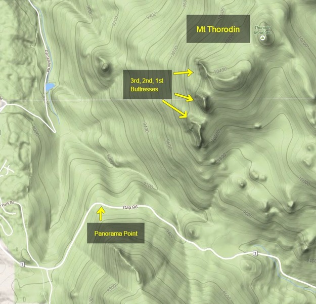 Mt. Thorodin contour terrain map.