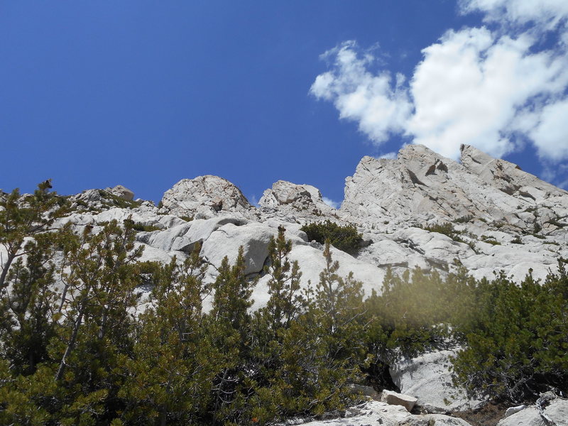The three chutes. Also notice three minor peaks to the right.