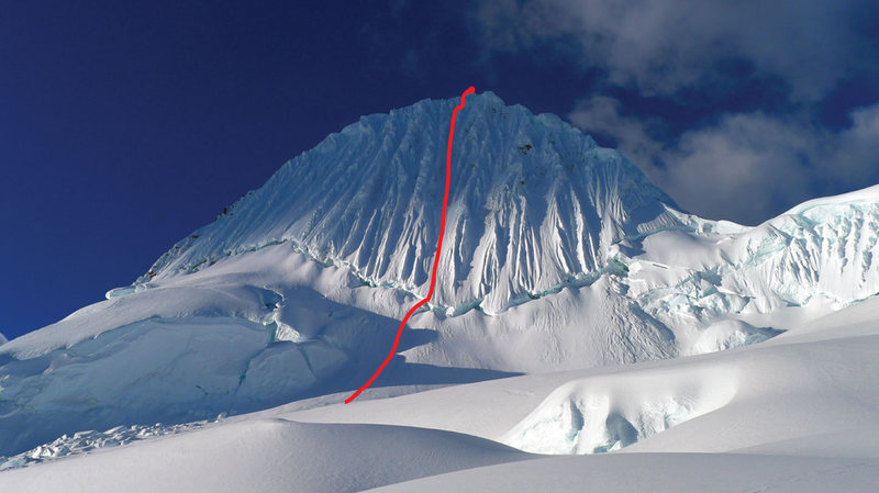 Alpamayo's iconic SW Face and the French Direct.