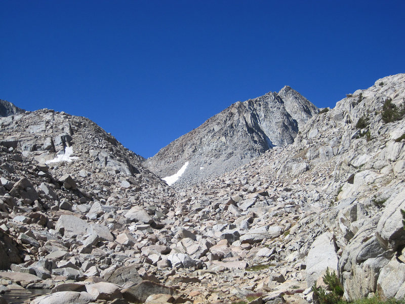 Johnson seen from the approach, note the boulder field. The Southeast ...