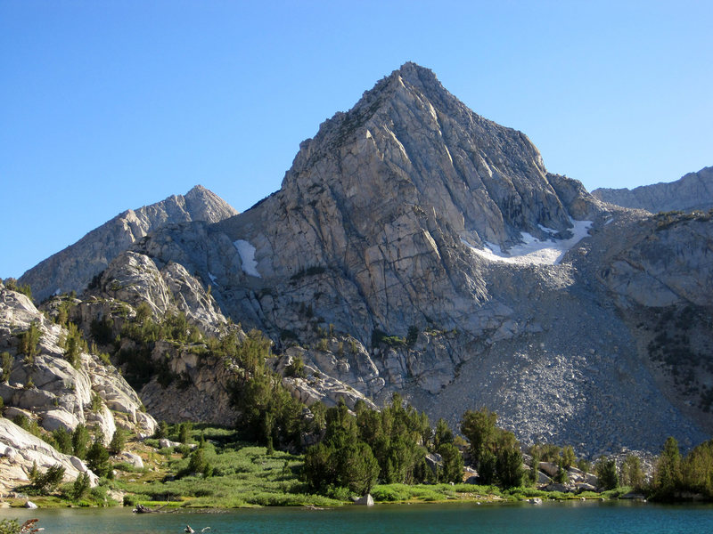 Mt. Johnson as seen from Lower Treasure Lakes, is the lower peak on the ...