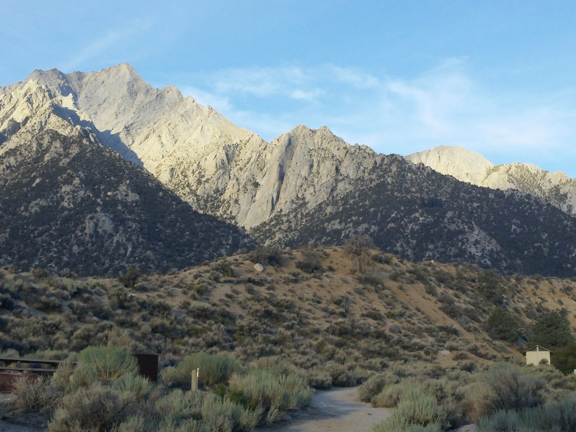 Lone Pine Peak as seen from Lone Pine Campground. The North Ridge is ...