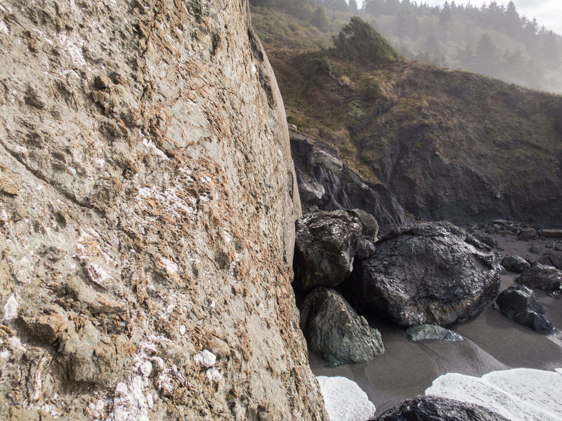 The route starts from the main boulder off in the distance and ...