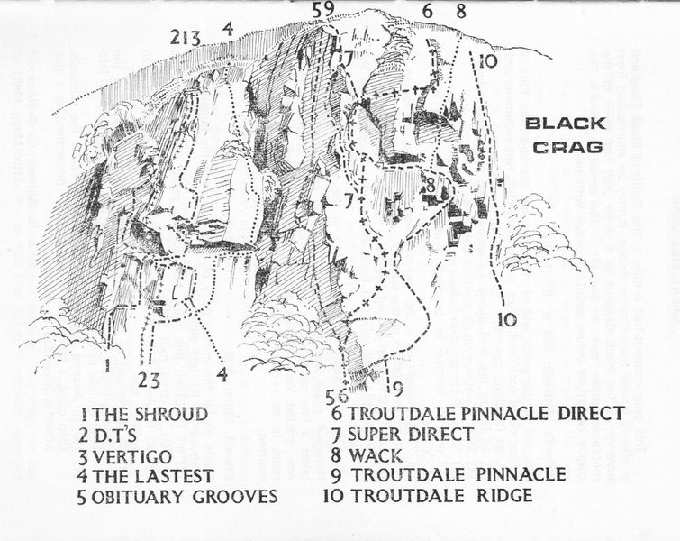 Black Crag . Routes as of 1965 from the Ross/Thompson Borrowdale Guide ...
