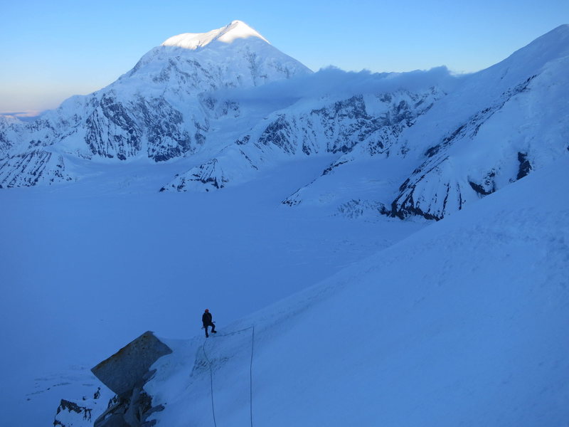 Approaching the cornice traverse. Sultana in the background.