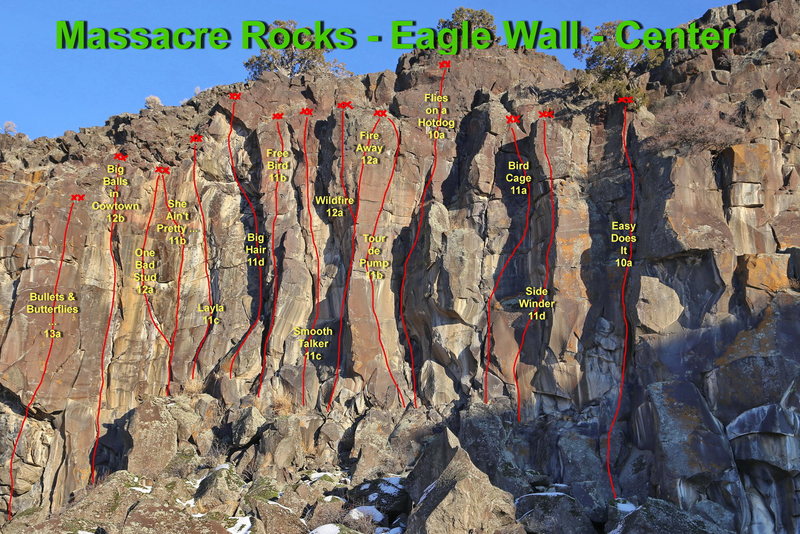 Rock Climbing in Eagle Wall - Left & Center, Massacre Rocks