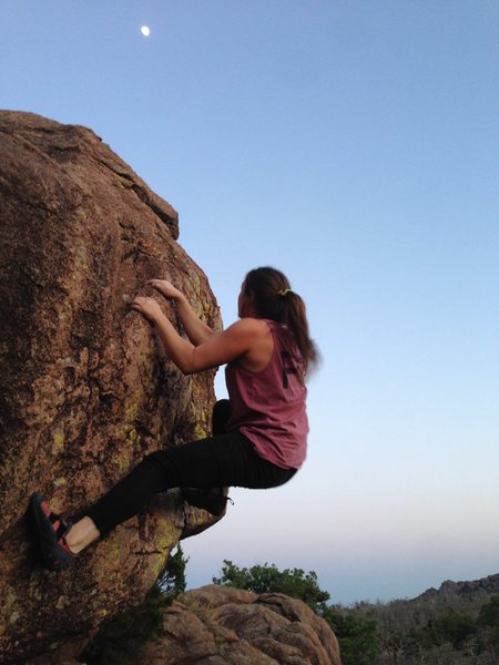 Climbing in Stack Boulder, Wichita Mountains Wildlife Refuge