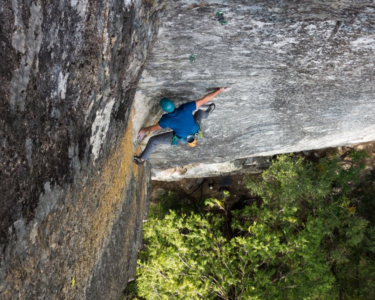 First crux, but sums up the beta for this climb. When in doubt press it ...