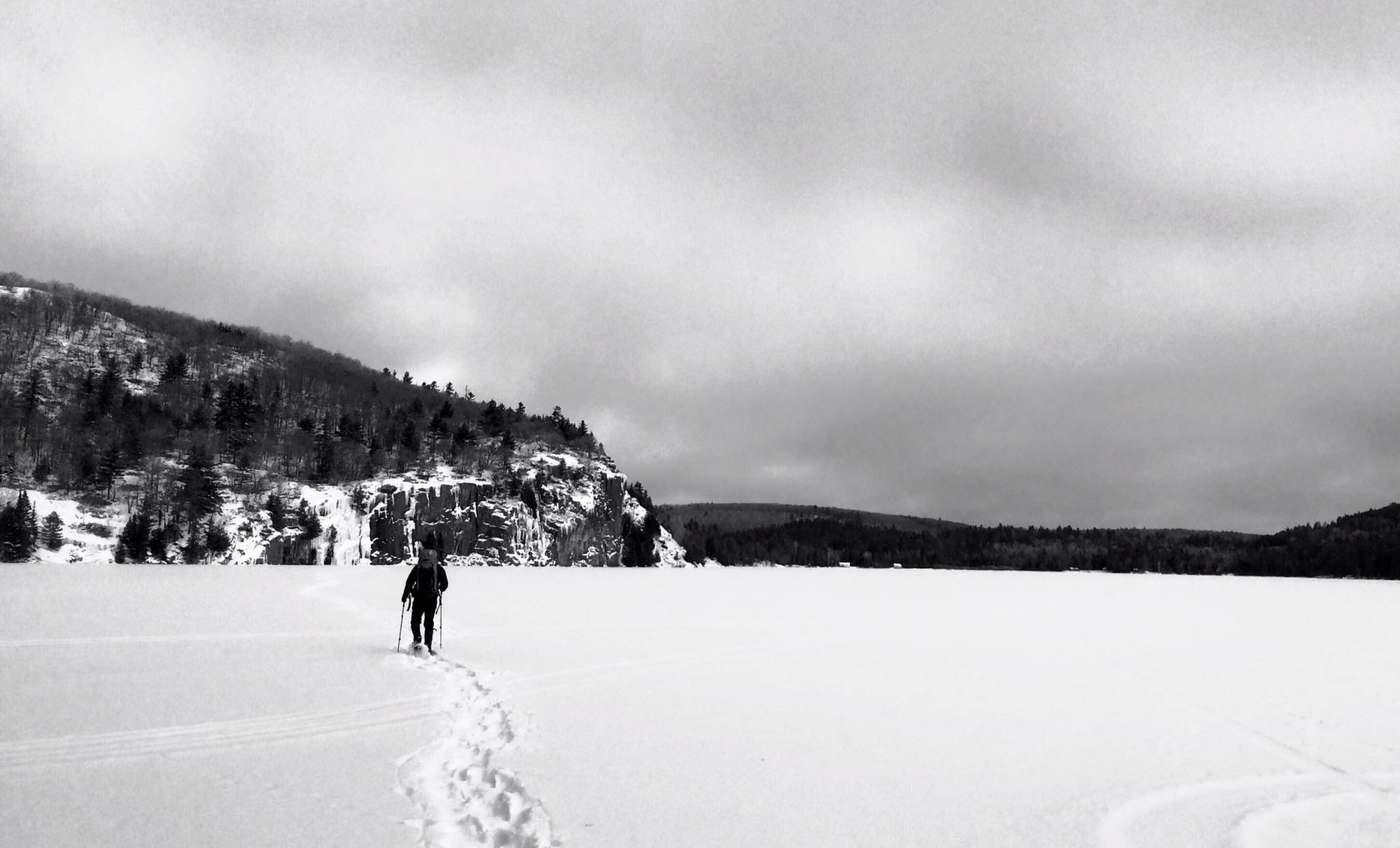 Approach across Diamond Lake.