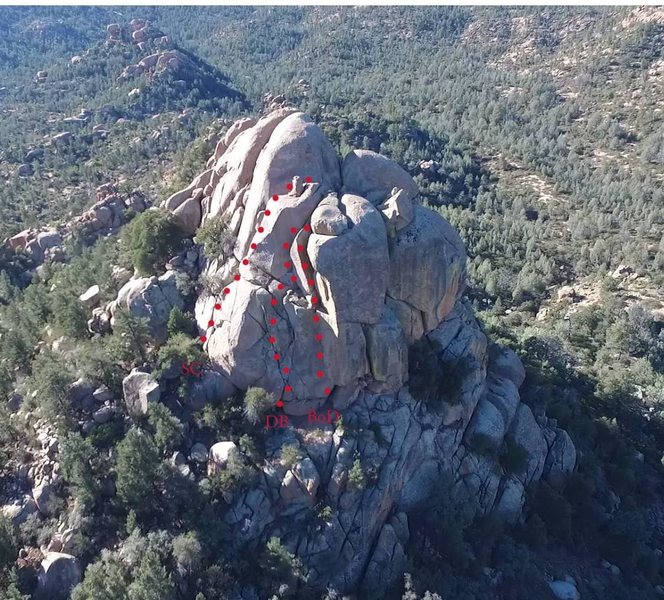 Stewart Peak's East Face routes: Blade of Damascus, Dueling Bugles ...
