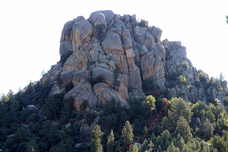Stewart Peak, West Face with Zen Plum path and anchor.