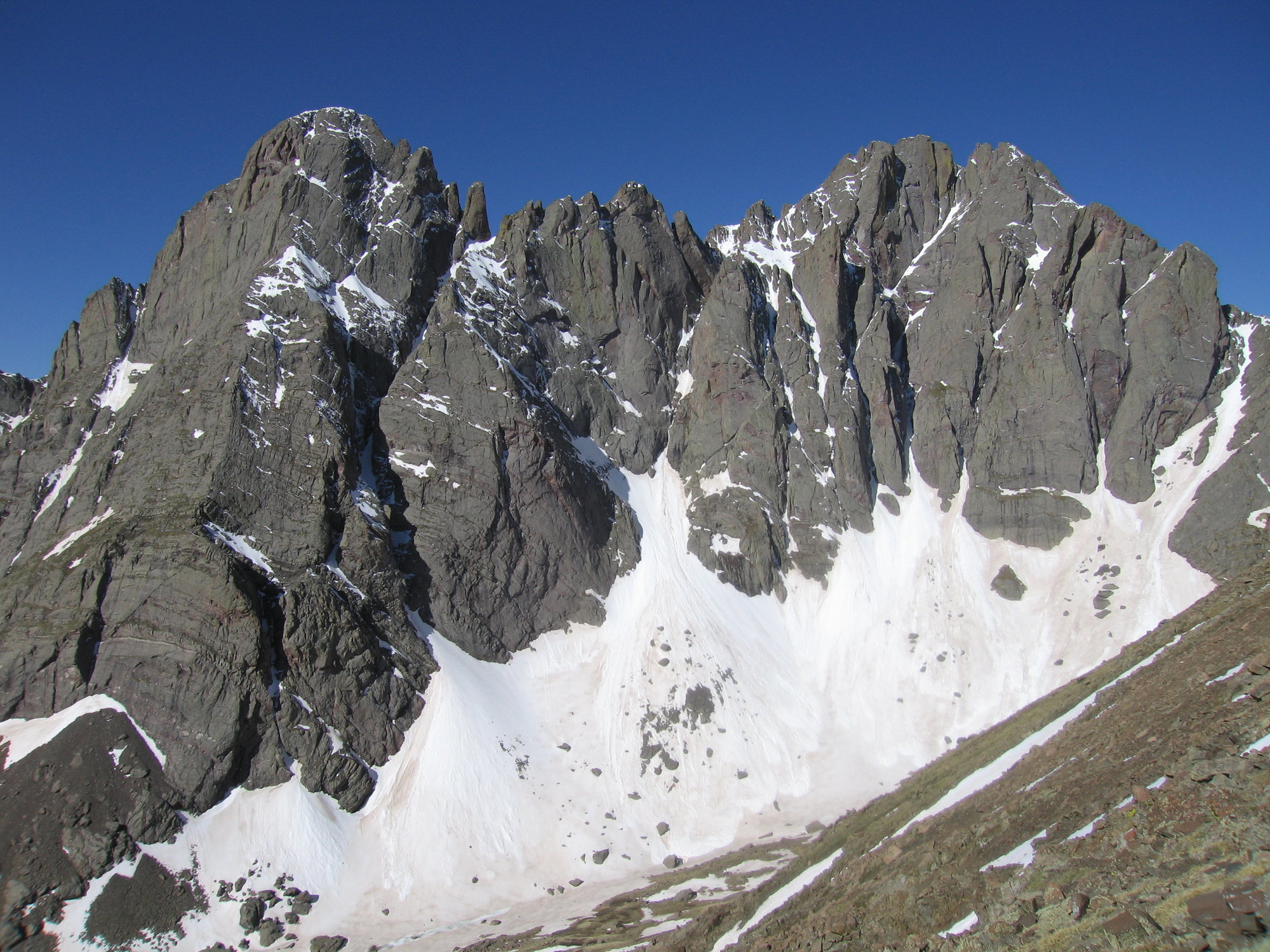 Crestone Needle: Ellingwood Arete and N wall; Crestone Peak: N-E Wall ...