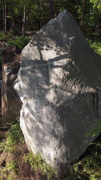 Climbing in CH Riprap Boulder, Rocky Creek Bouldering