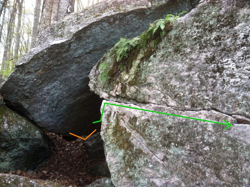 The line with the start and first half of the traverse shown