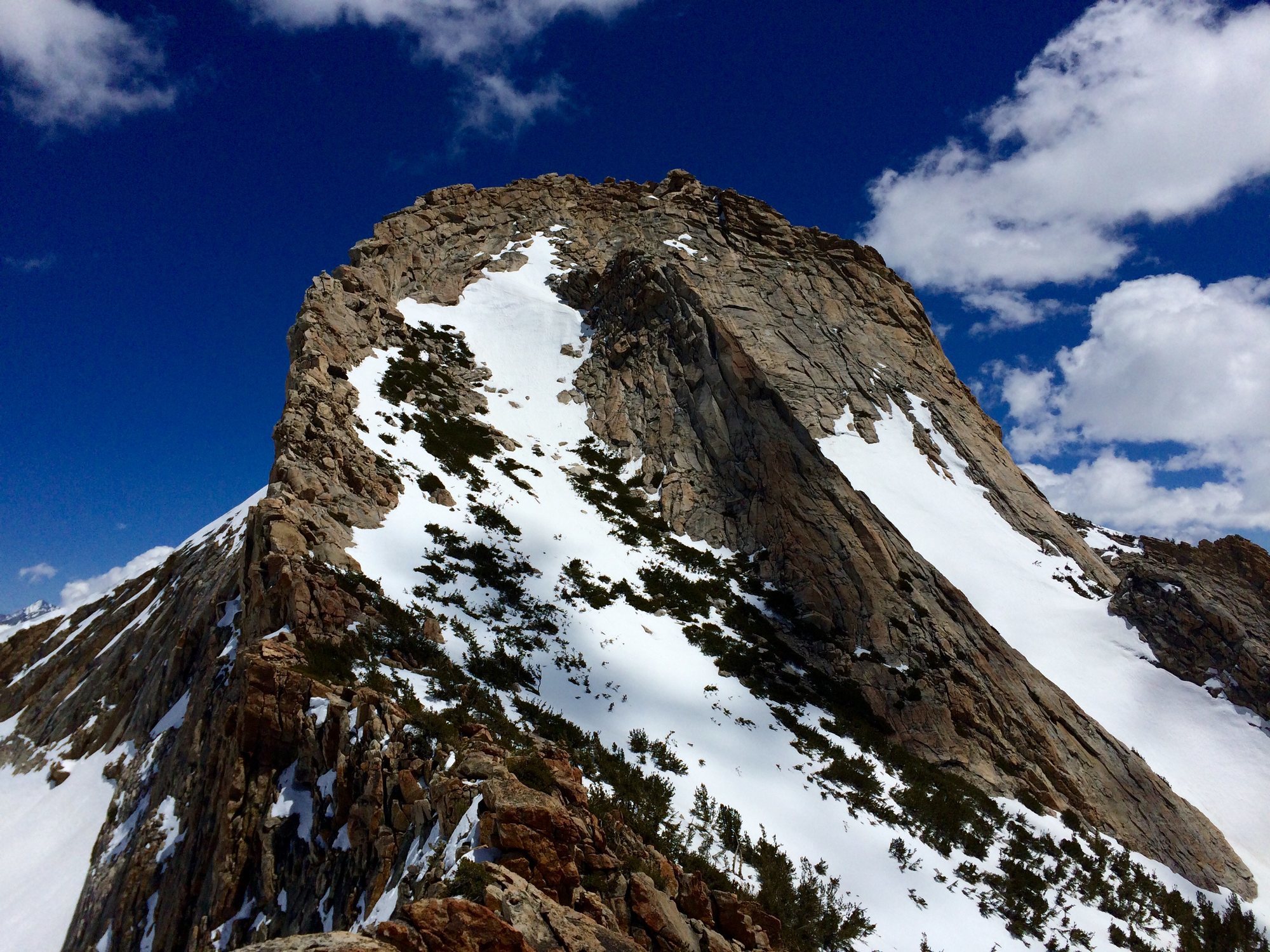 Mt Clark's scooped out summit bowl, with the NW arete on the left