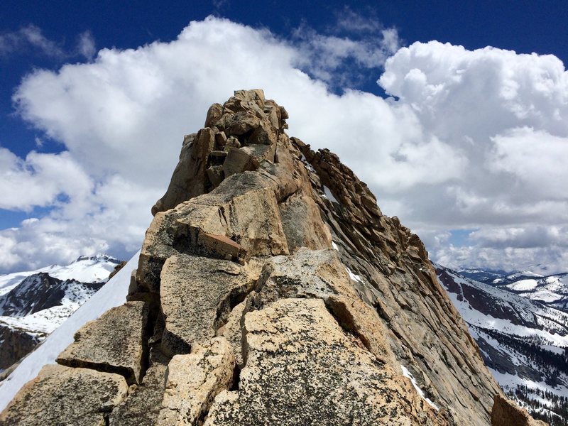 Final stretch of knife-edge ridge to the summit
