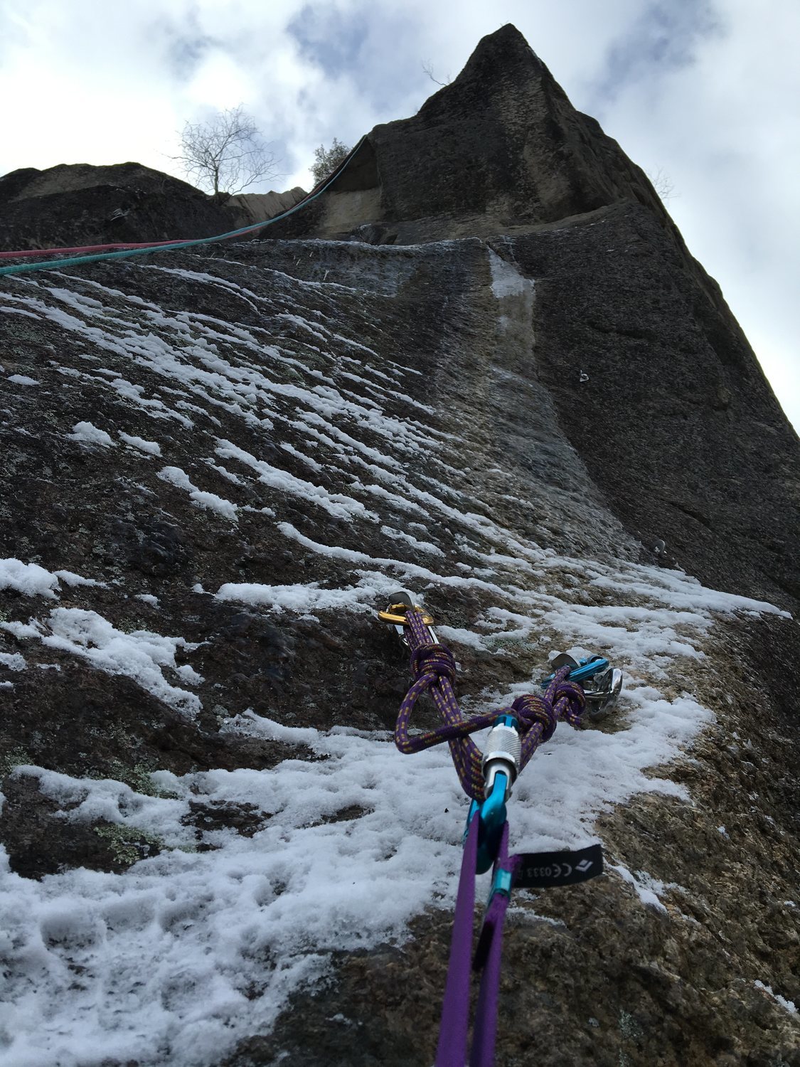 Looking up at the prow in winter.