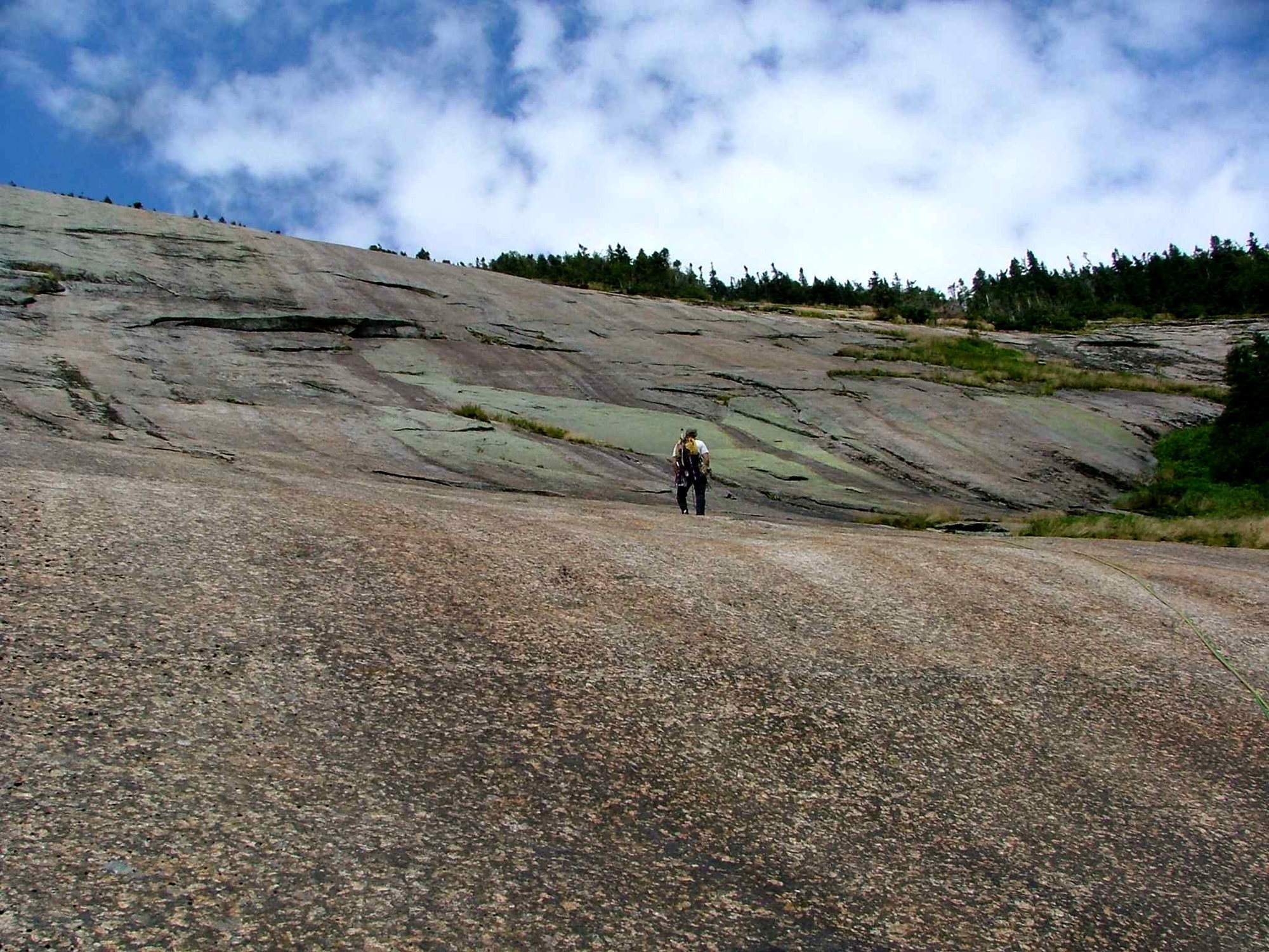 Approaching the main climbing slab, walking up the "Walk Up" slab