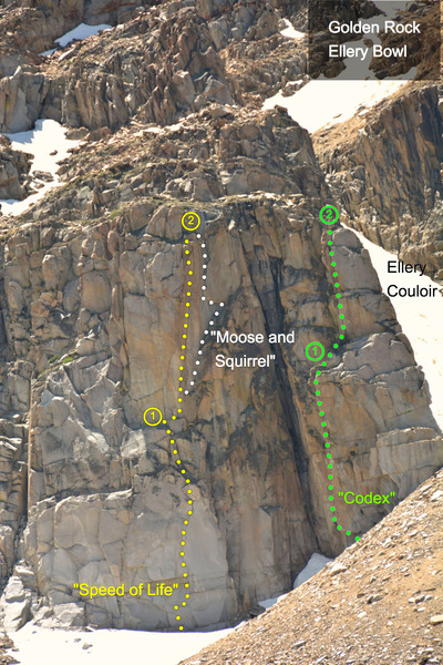 Golden Rock in Ellery Bowl showing the semi-permanent snow field at the ...