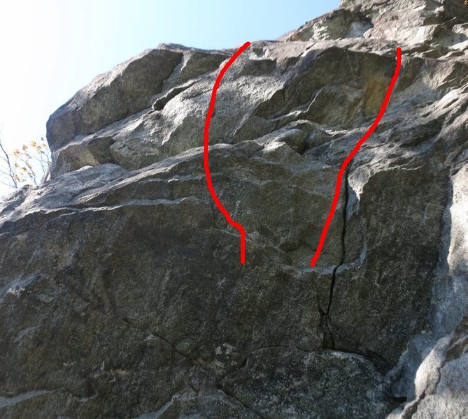 5.10b (left) and 5.9 (right) alternate starts. These are 6-8' left of ...